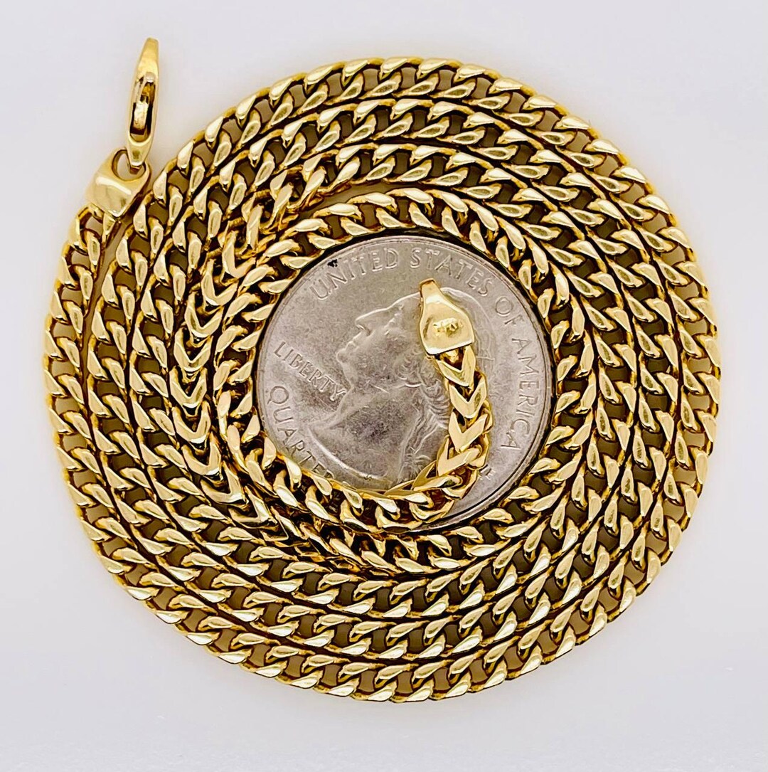 14k Solid Yellow Gold Franco Chain Necklace, 22 In - Etsy