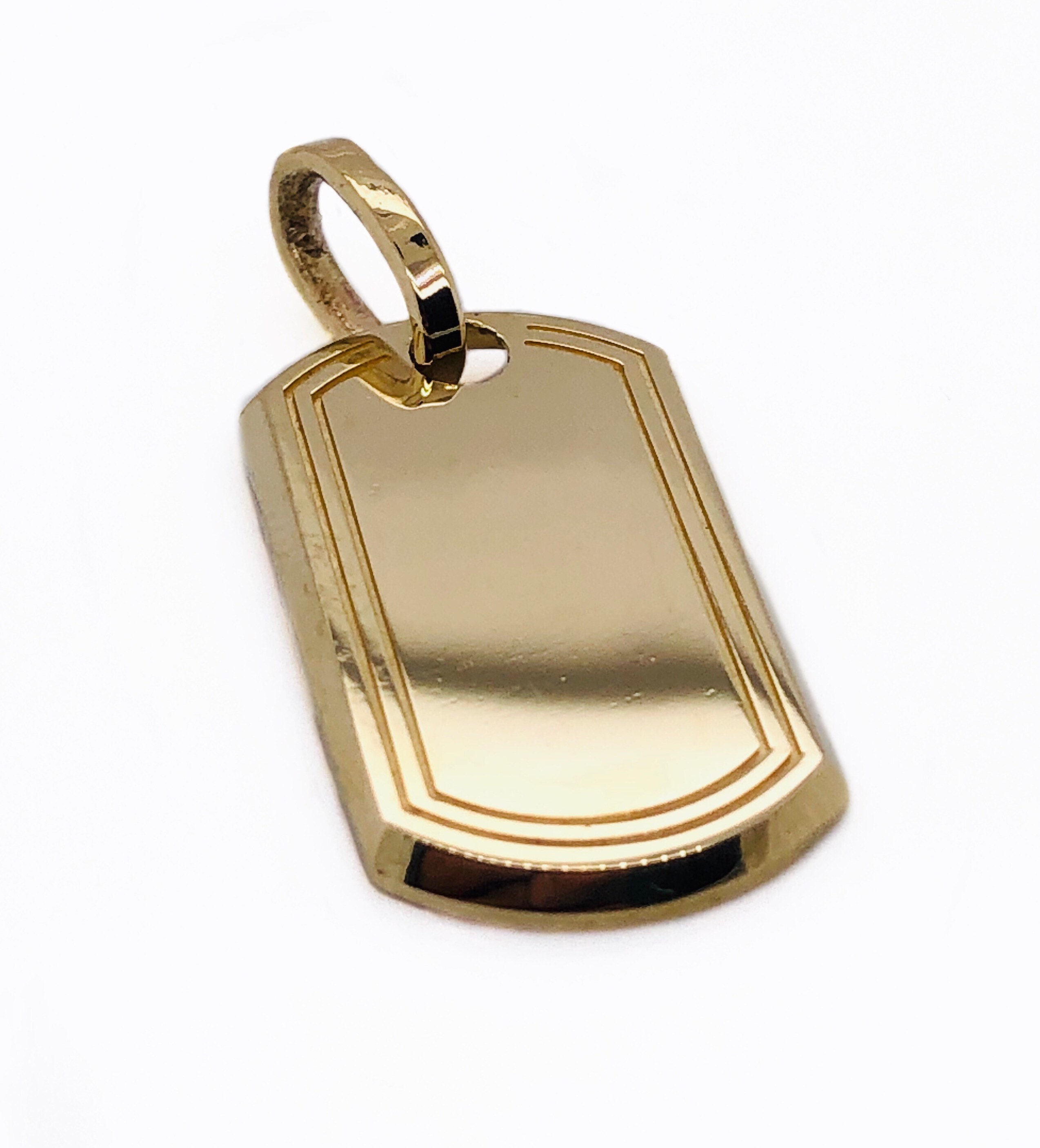 Mens 10K Solid Yellow Gold Custom Dog Tag Charm Pendant 1 - Etsy