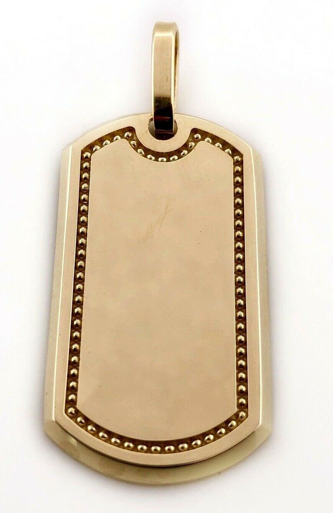 Mens 10K Solid Yellow Gold Custom Dog Tag Charm Pendant | Etsy