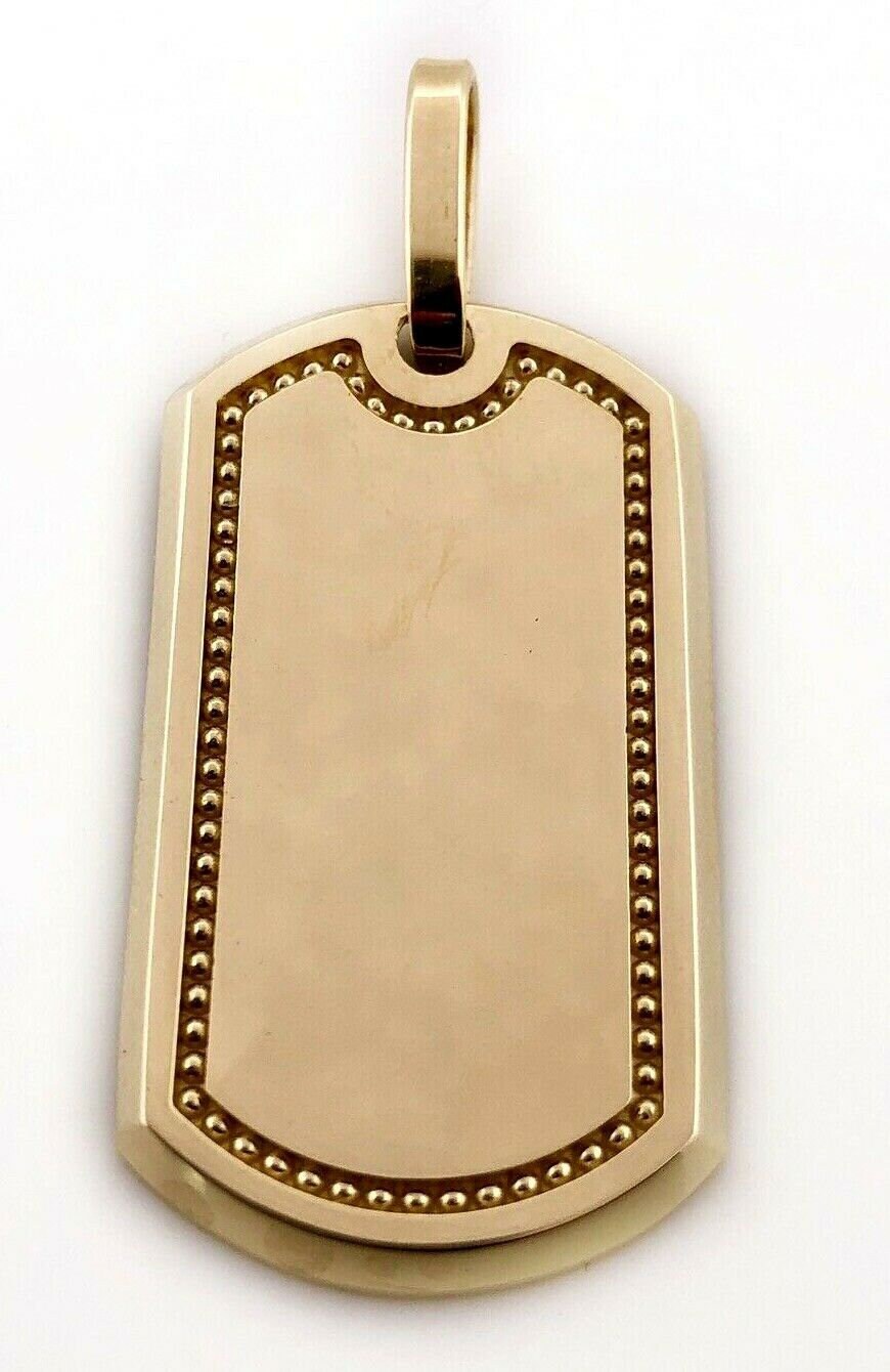 Mens 10K Solid Yellow Gold Custom Dog Tag Charm Pendant | Etsy