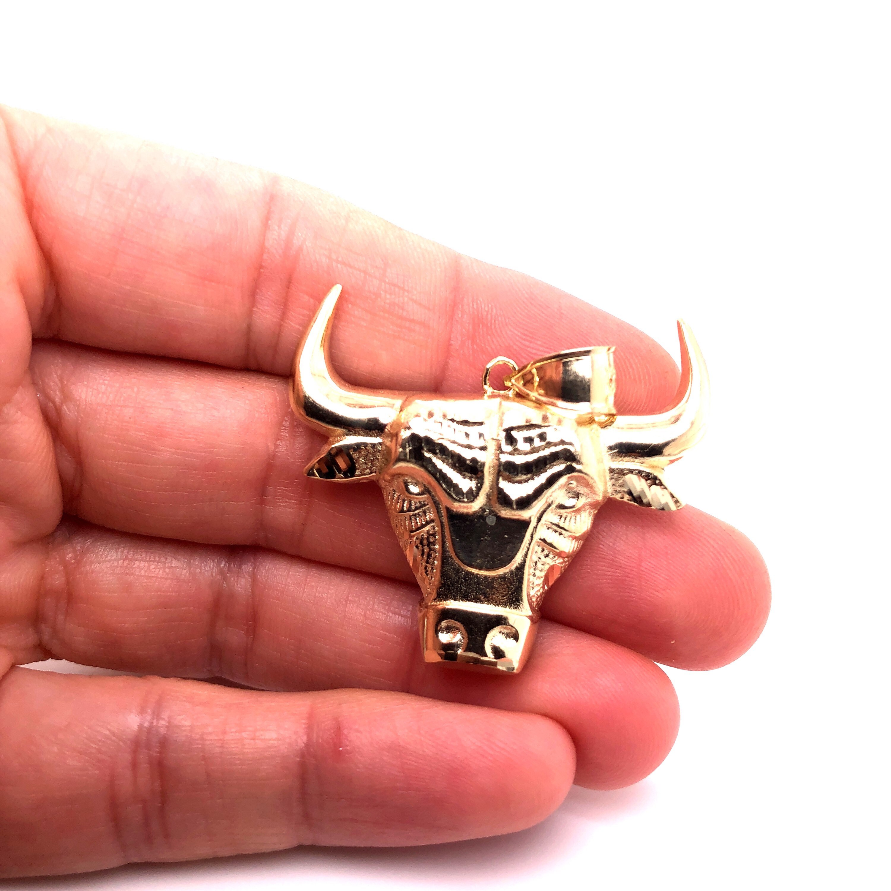 Solid 10K Yellow Gold Bull Cow Head Taurus Bull Zodiac Mens | Etsy