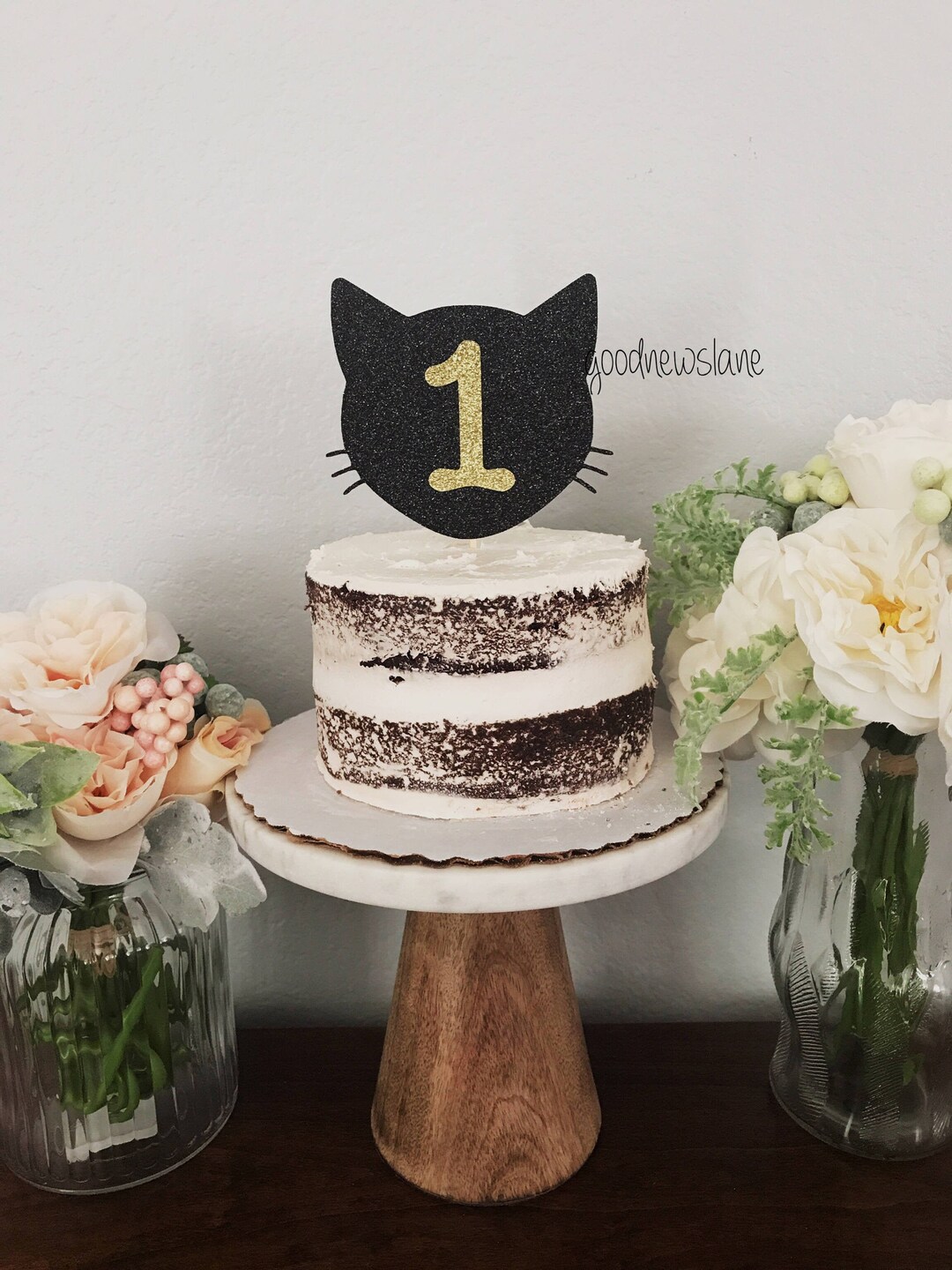 Glitter Kitty Cat Cake Topper: Custom Number, Birthday Party Decor - Etsy