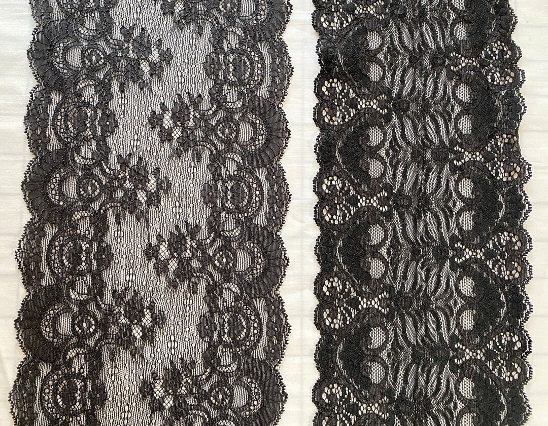 Black Stretch Band Lace , Galloon Double Scallop, 6" -7" Width - Etsy
