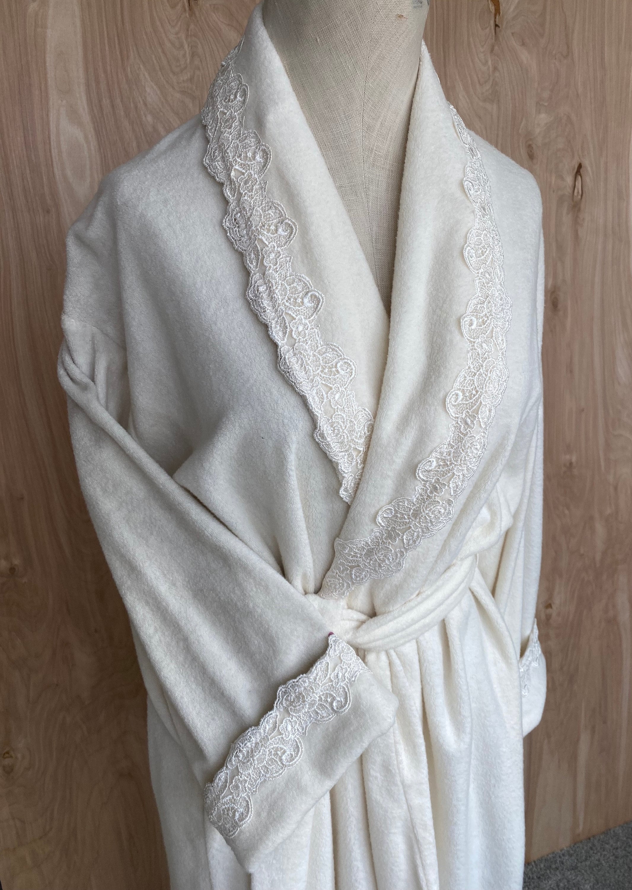 Cotton Blend Sherpa Shawl Collar Robe in Ivory O/S - Etsy