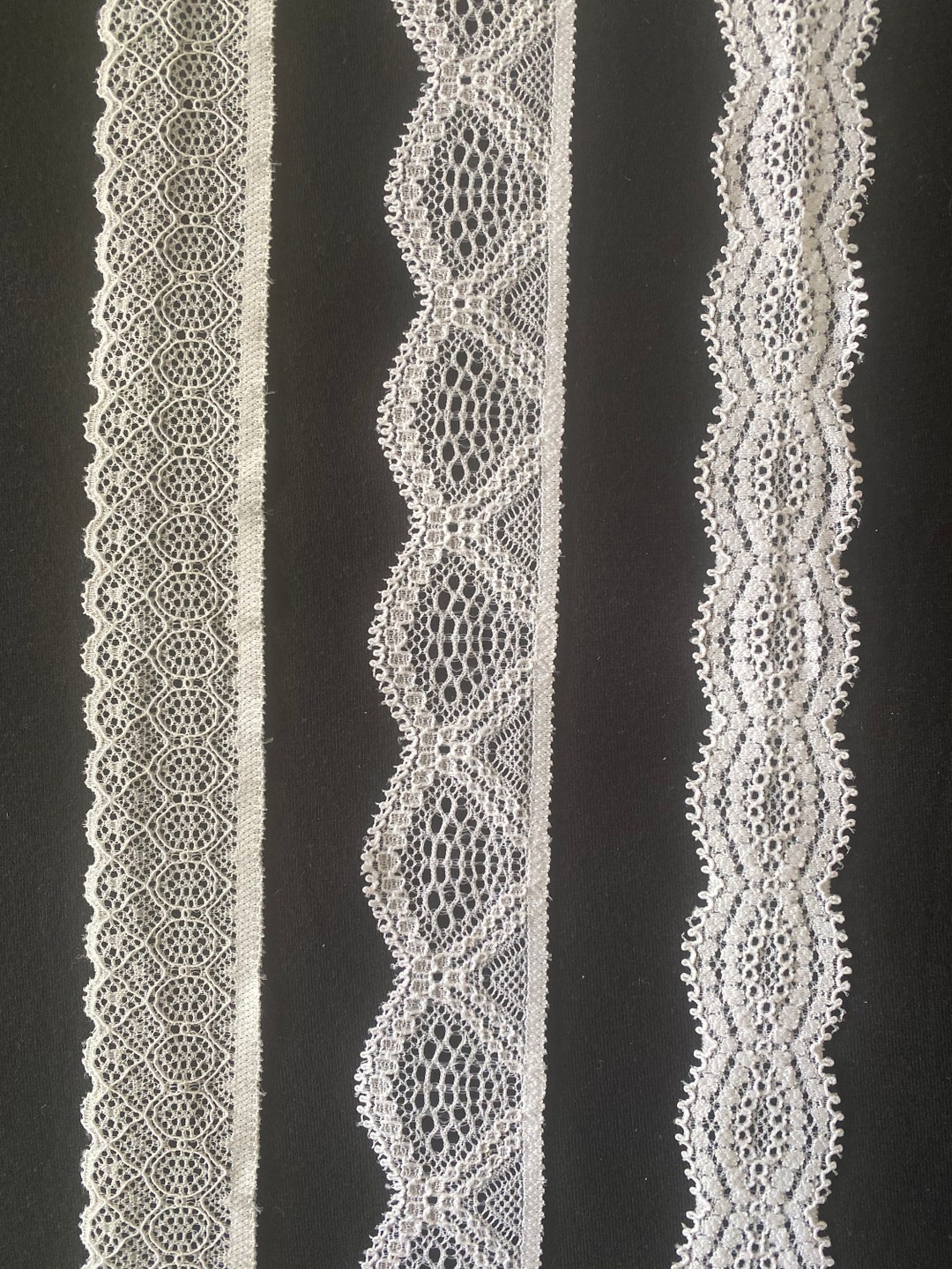 Stretch Lace Trims , Various Patterns , Widths in White, 5 Yard Cut - Etsy