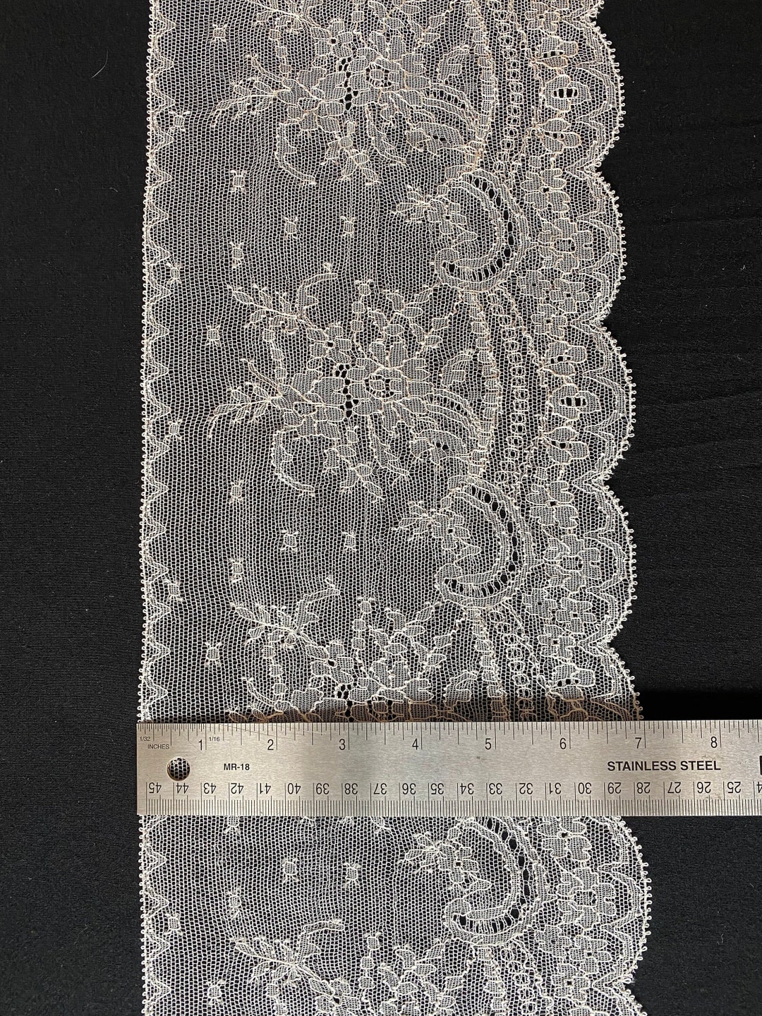 SALE! Italian Chantilly Leavers Stretch Lace, Scalloped Edge 7" Width ...
