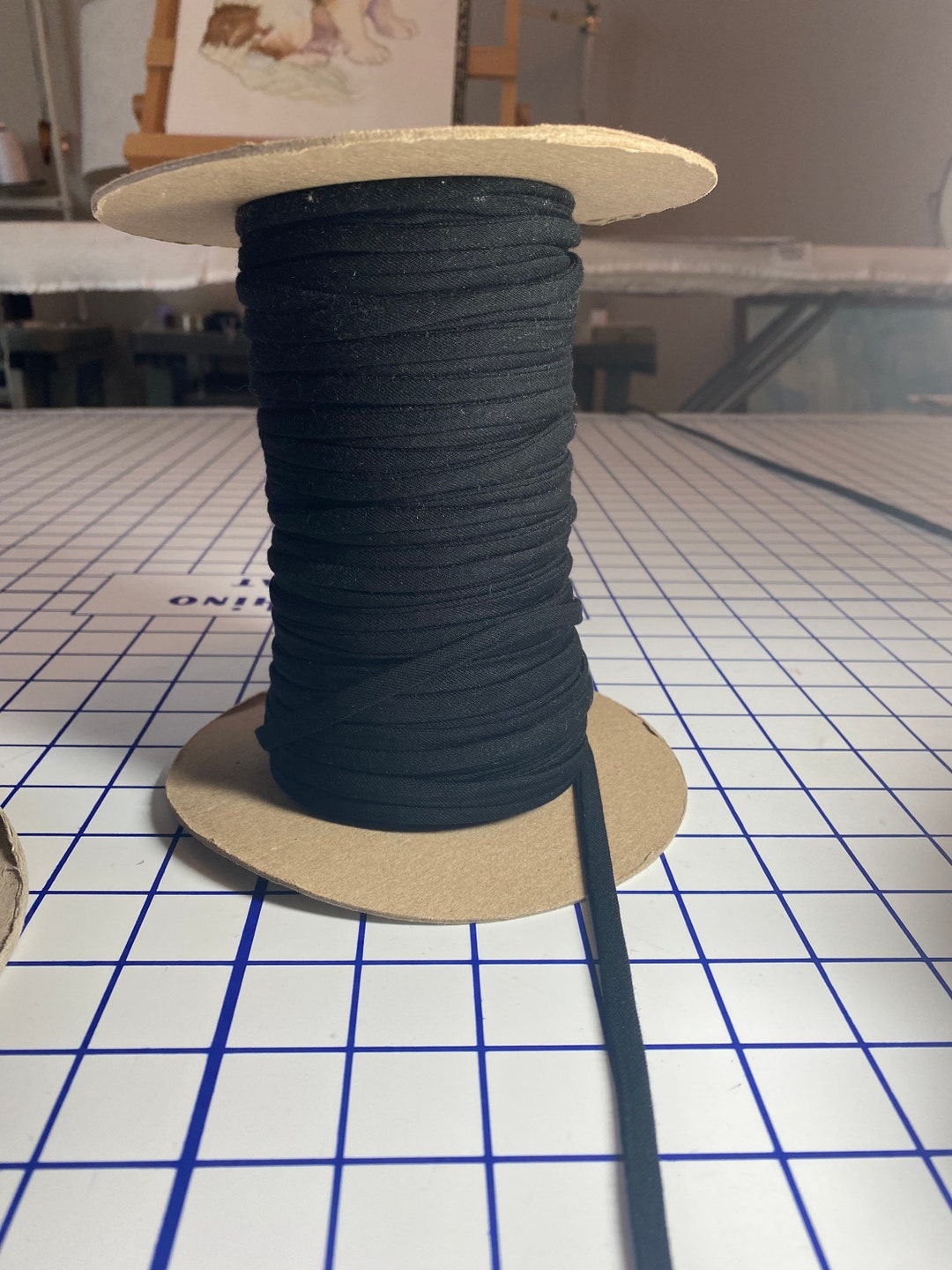Modal Knit Spaghetti Strap (knit) in Black 1/4" Cut to Order (minimum 5 ...