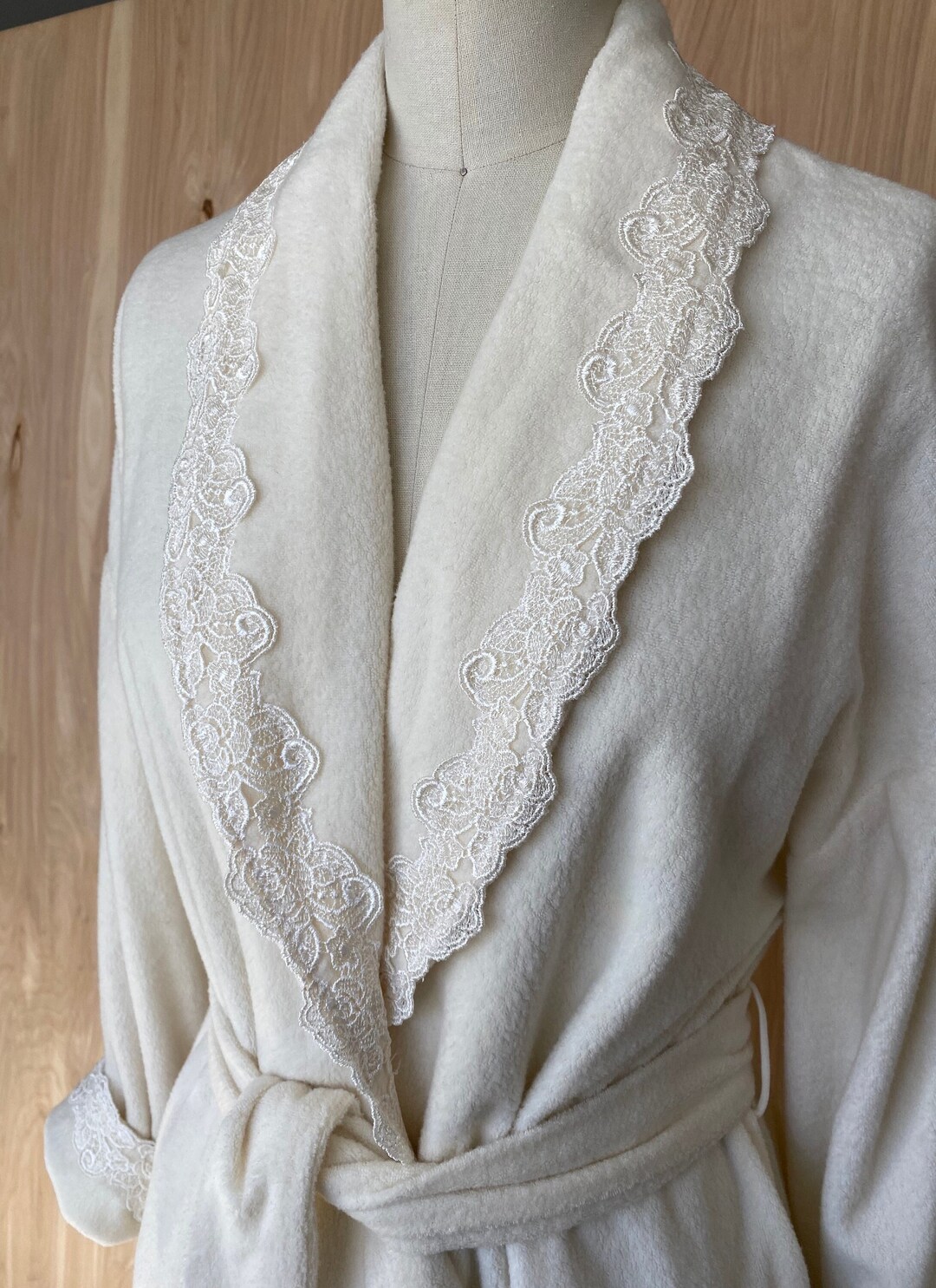 Cotton Blend Sherpa Shawl Collar Robe in Ivory O/S - Etsy
