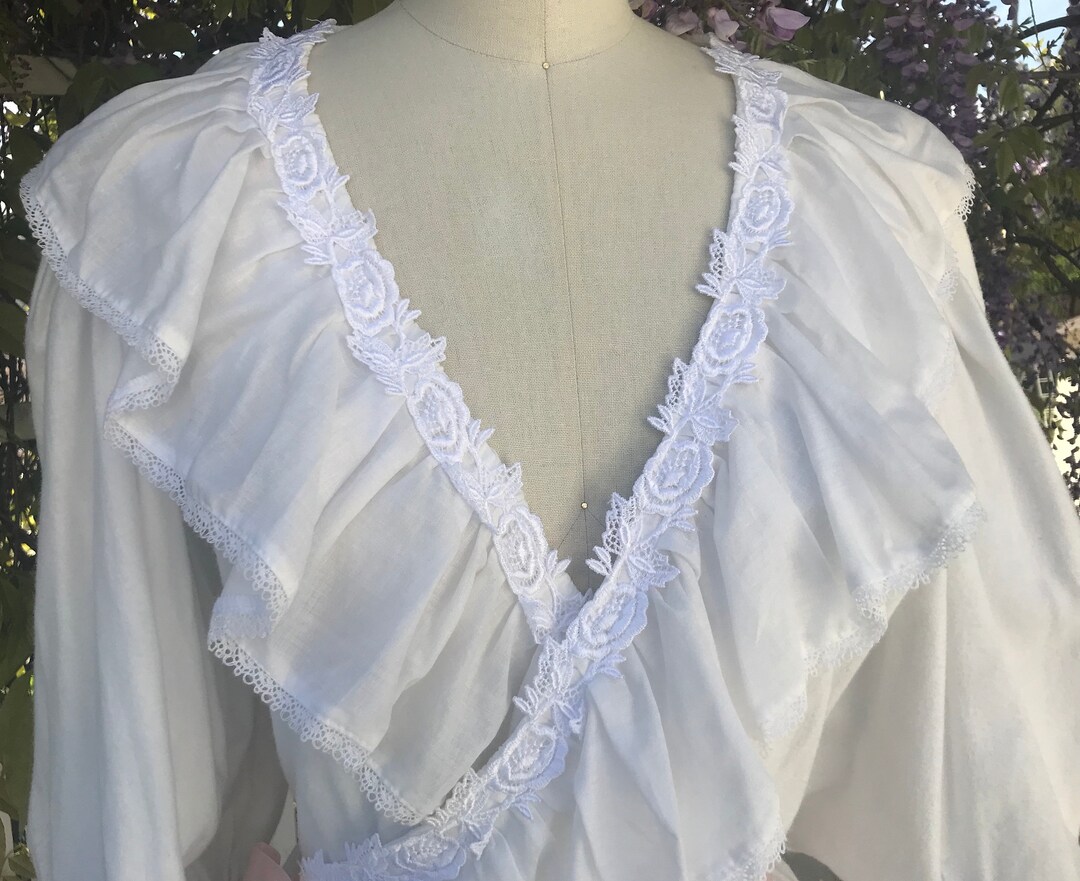 1980's Long Wrap Flannel Robe #205 in White is Size S/M - Etsy