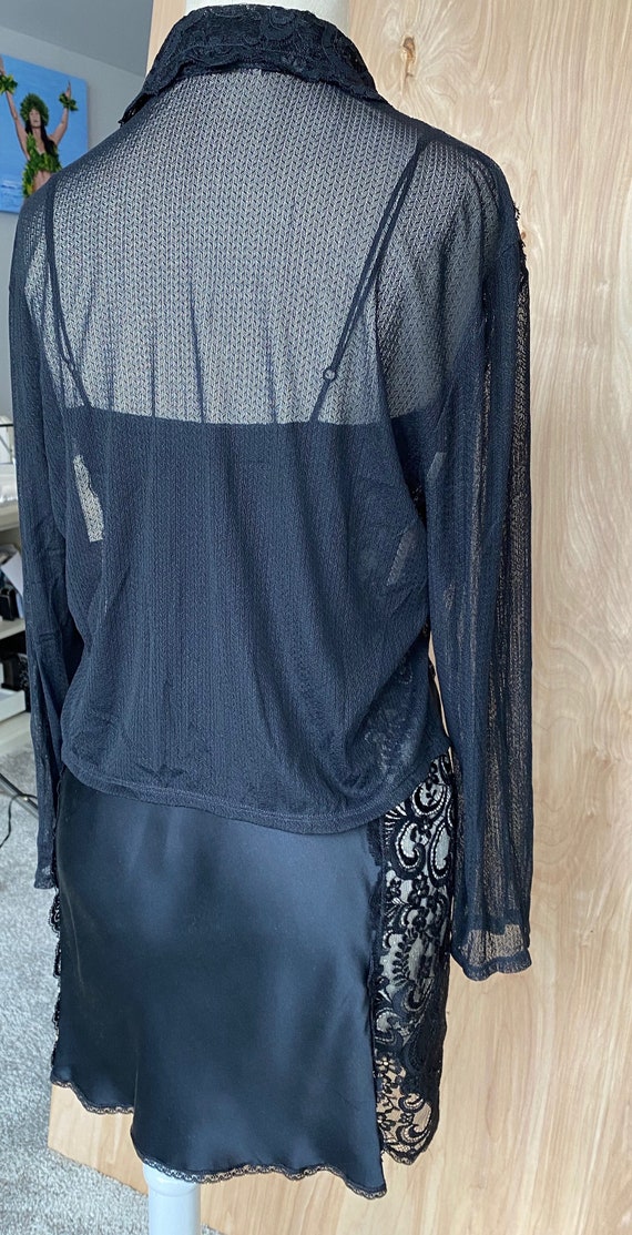 Black Leavers Lace and Italian Mesh Cardigan - Gem