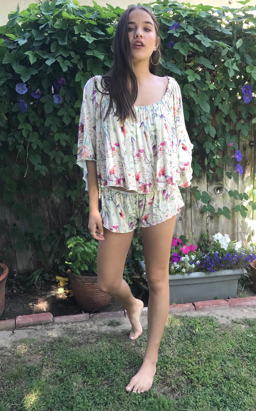 Cropped Gypsy Top in Modal Floral Print #2035 in One Size - Etsy