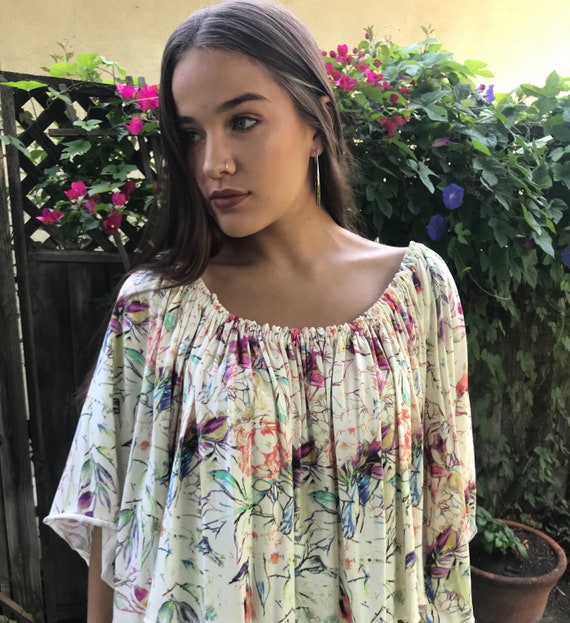 Cropped Gypsy Top in Modal Floral Print 2035 in One Size - Etsy
