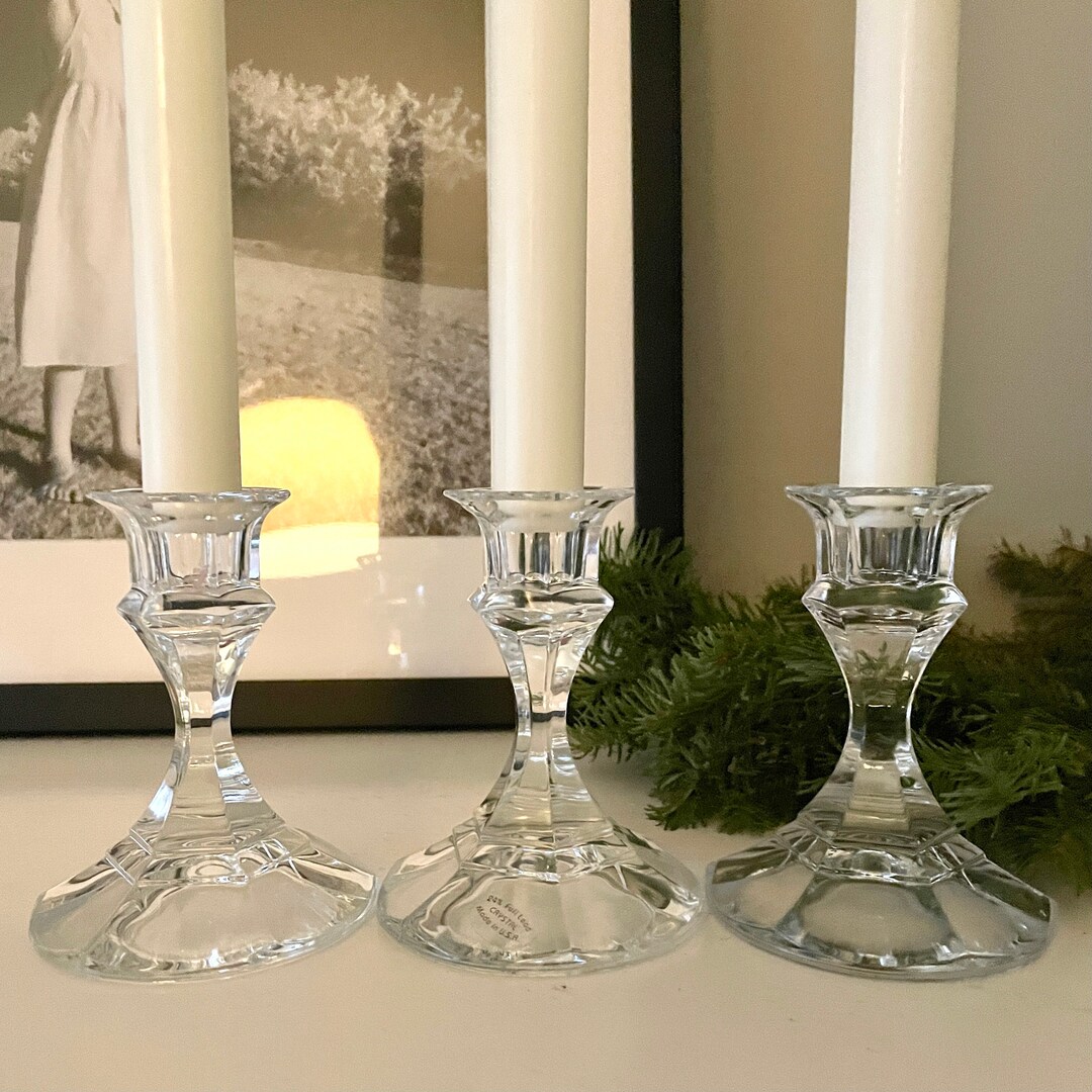 Vintage Crystal Candlesticks, Set of 3 - Etsy