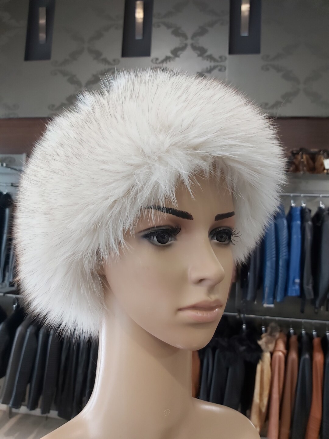 FUR HEADBAND, Real Fox Fur Bands in Beige Grey Colour. Easy to Fit Like ...