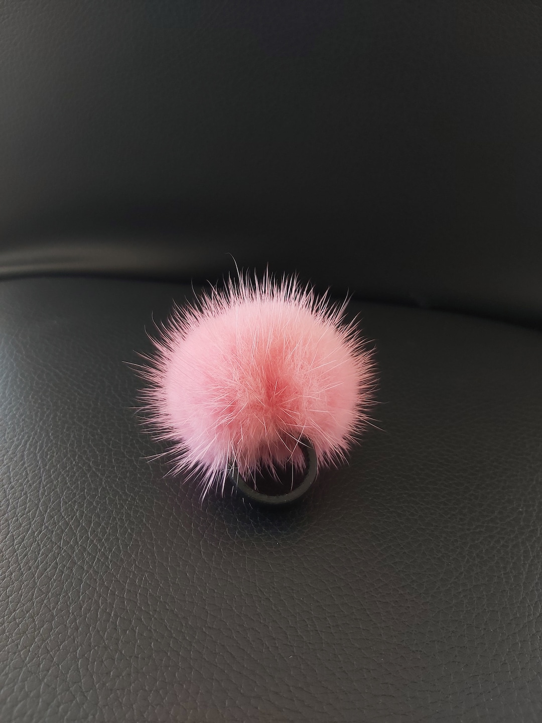 PINK Furry Ring, Mink Pompom Ring, Mink Finger Ring With Genuine ...