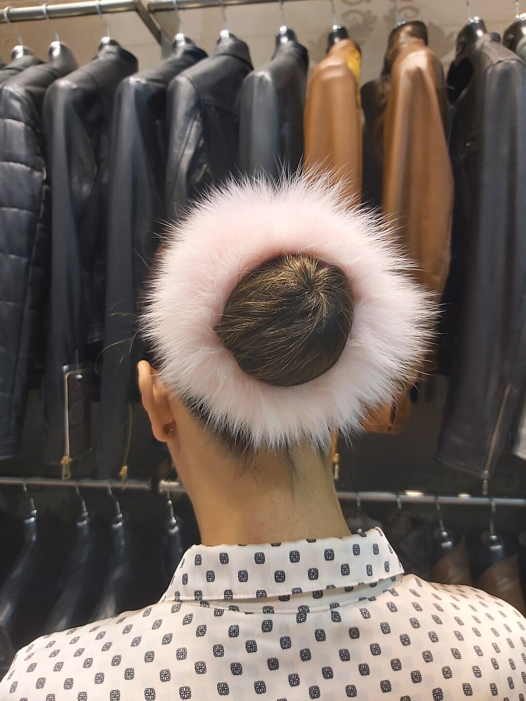 Light PINK FUR Scrunchie, Ponytail Holder, Fox Fur Wrap Hair Tie , Pink ...