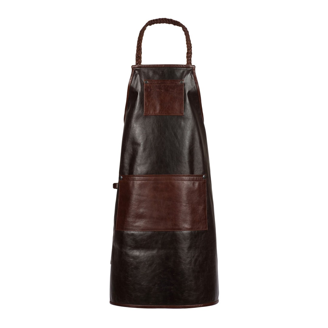 MEN'S LEATHER Apron, Genuine Sheep Leather With Braided Loop, Grill ...