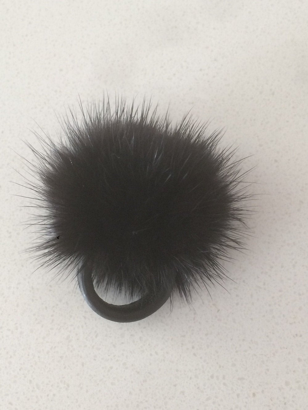 Black Furry Ring Mink Pompom Ring Mink Finger Ring With - Etsy