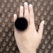 Black Furry Ring, Mink Pompom Ring, Mink Finger Ring With Genuine ...