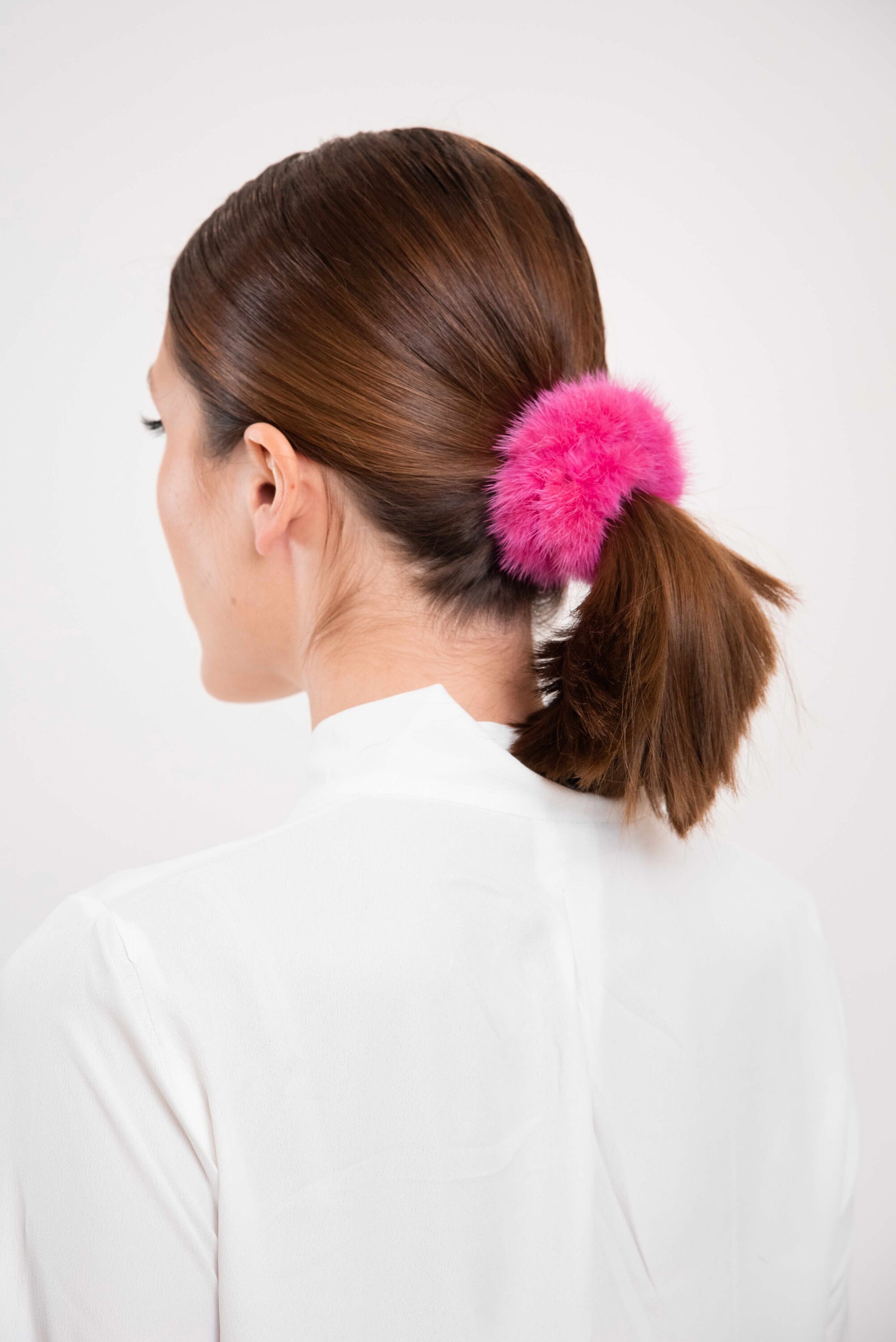 Hot Pink Mink Scrunchie, Ponytail Holder, Fur Wrap Hair Tie , Fuchsia ...