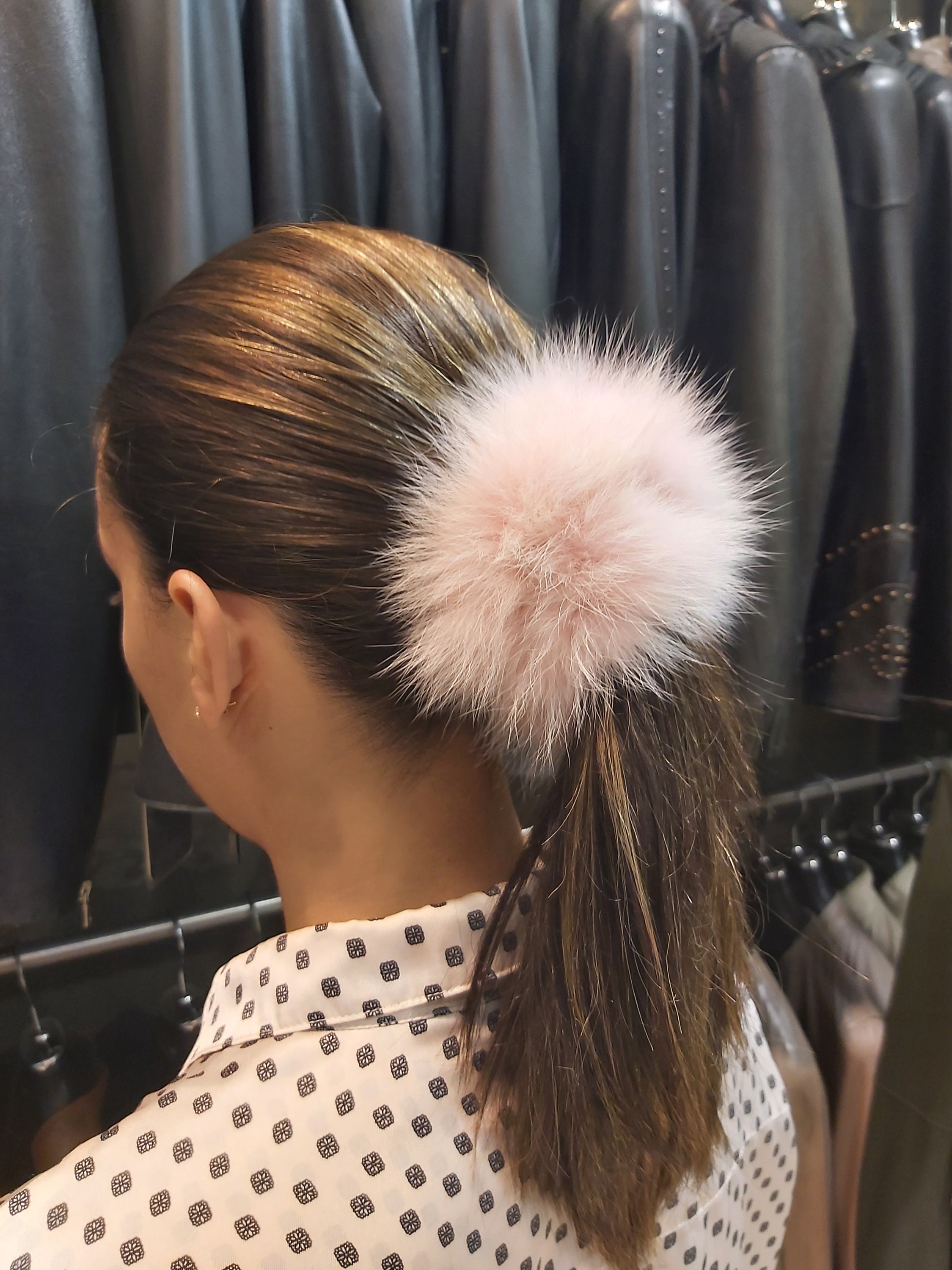 Light PINK FUR Scrunchie Ponytail Holder Fur Wrap Hair Tie - Etsy