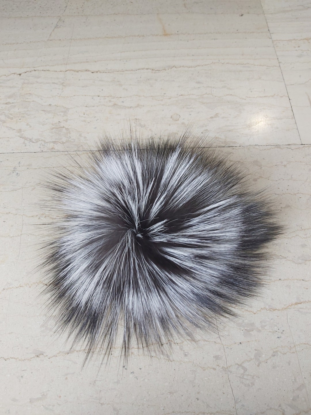 Silver Fox FUR POMPOM Press STUD, Fox Fur Pompom With Press Snap Button ...