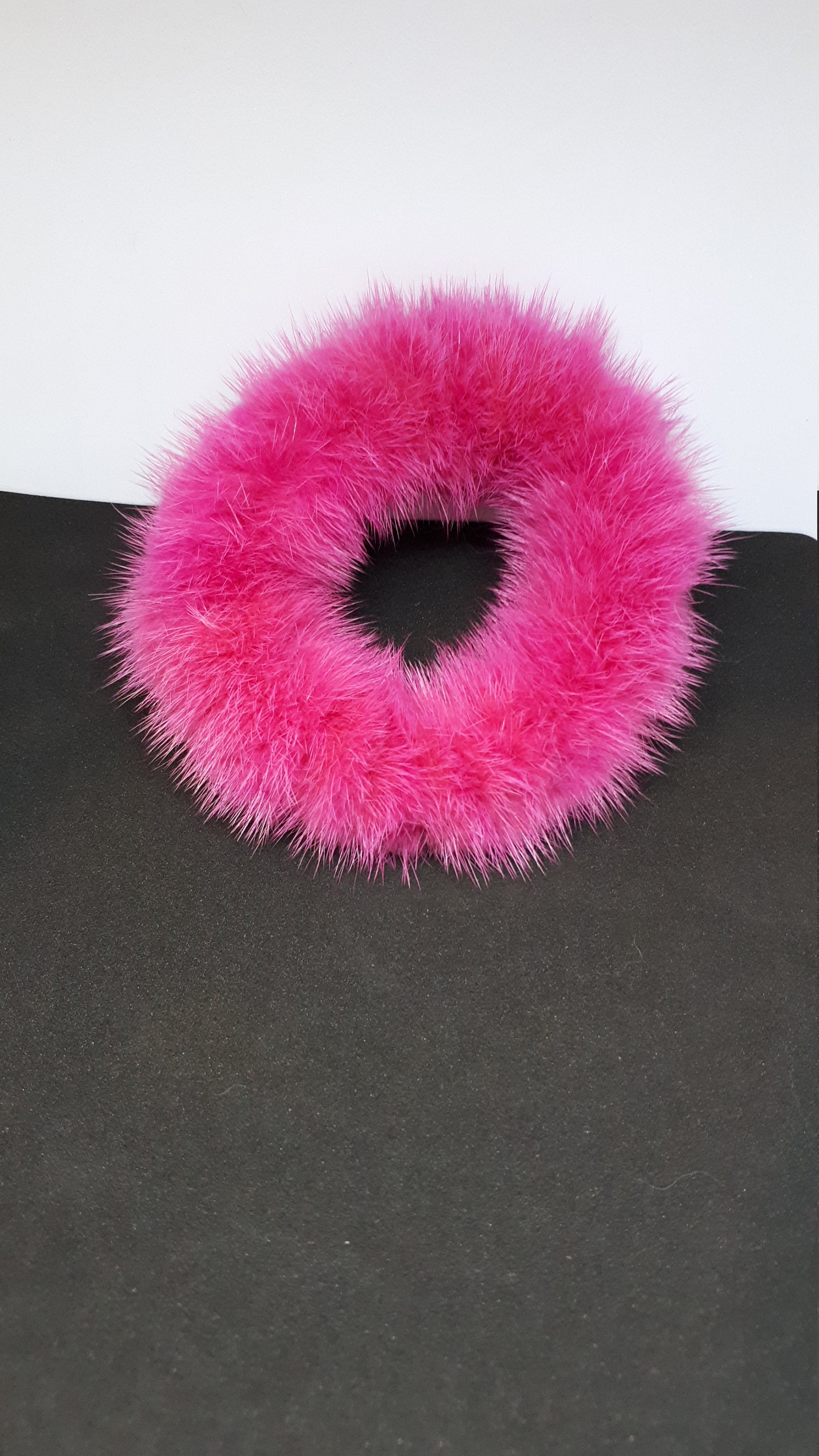 Hot Pink Mink Scrunchie Ponytail Holder Fur Wrap Hair Tie | Etsy