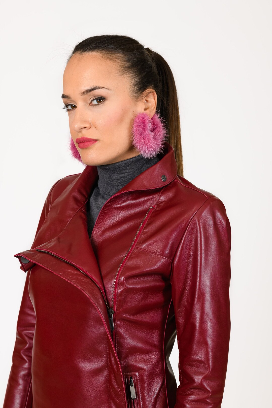 HOOP EARRINGS With Ruddy Pink Mink FUR. - Etsy