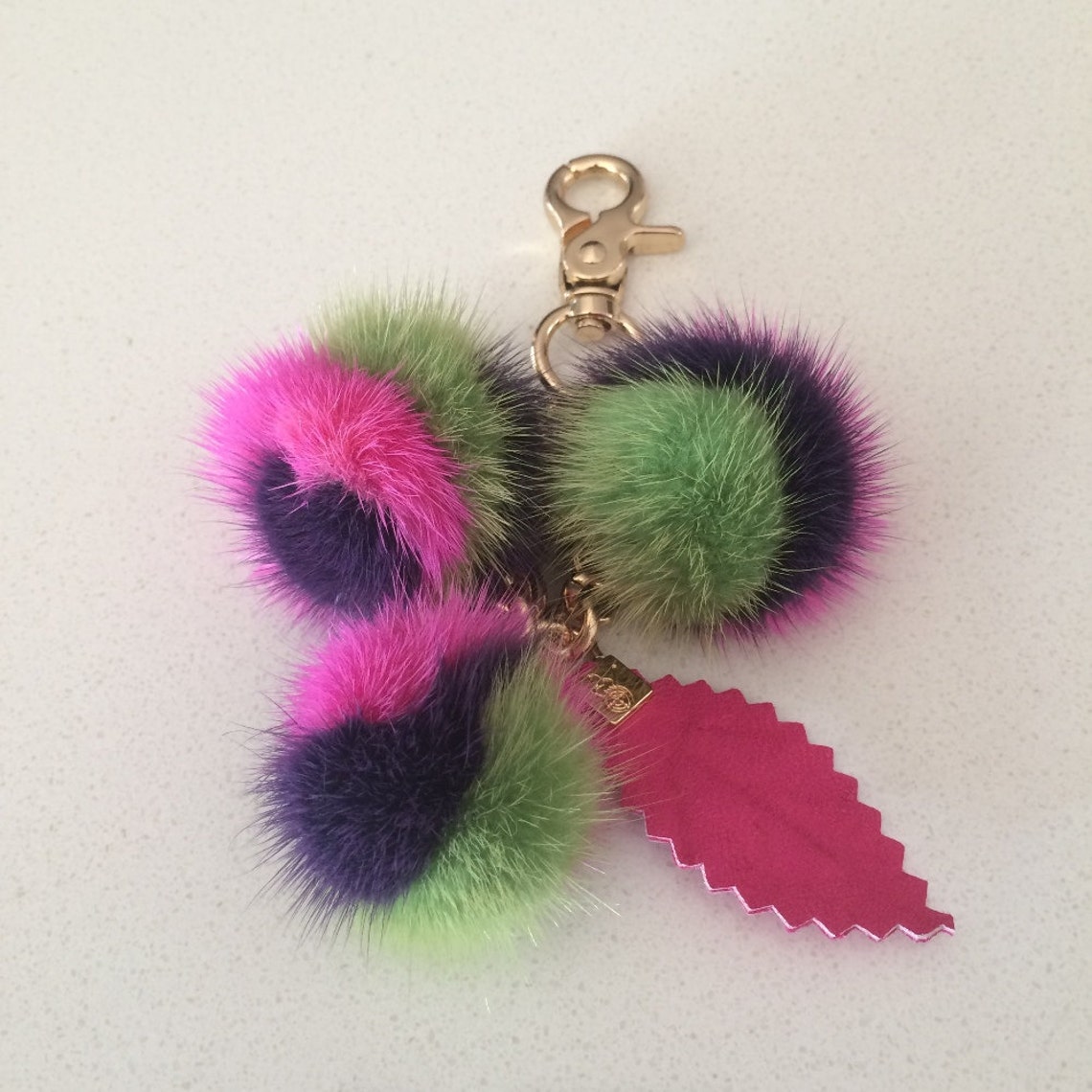 Multicolor Mink Bag Charm Keychain Keyring Pompom With Chain - Etsy