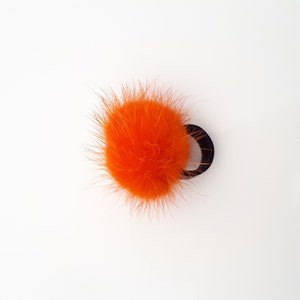 Orange Fur Ring, Mink Pompom Ring, Mink Finger Ring With Genuine ...