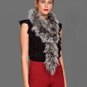 Silver Fox Scarf. Handmade Sewed in Round Shape. - Etsy