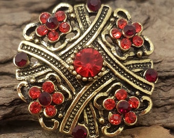 Red Stone Brooch | Etsy