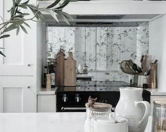 Rusted Antique Mirror Toughened Glass Splashback - Etsy UK