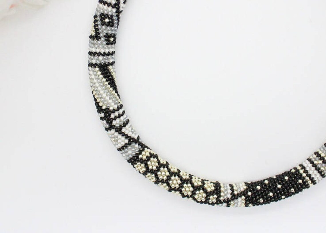 Bead Crochet Pattern silver Glamour Tubular Bead - Etsy