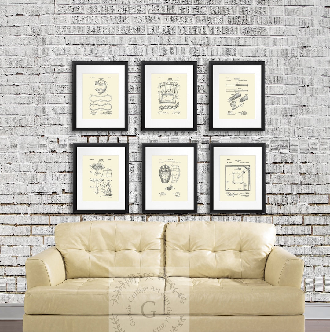 Baseball Decor Set of 6 Prints, Base Ball Decor Ideas, Baseball Gift ...