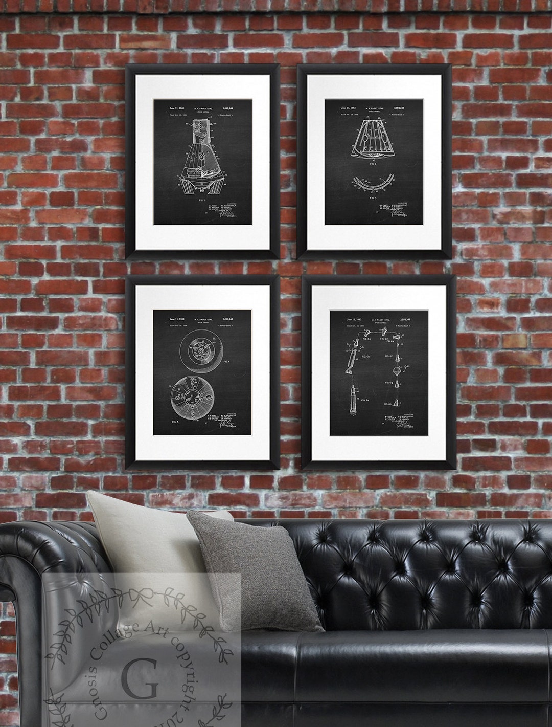 Gift for Men, Mercury Space Program Wall Decor Patents Wall Art Set of ...