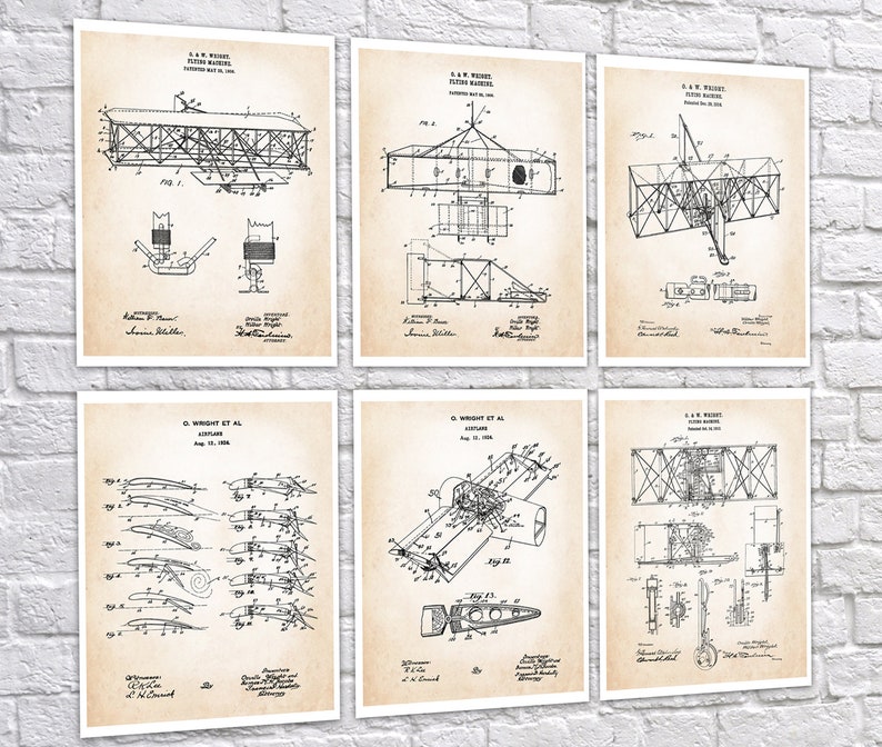 Wright Brothers Flying Machine Patent Invention Blueprint Set - Etsy