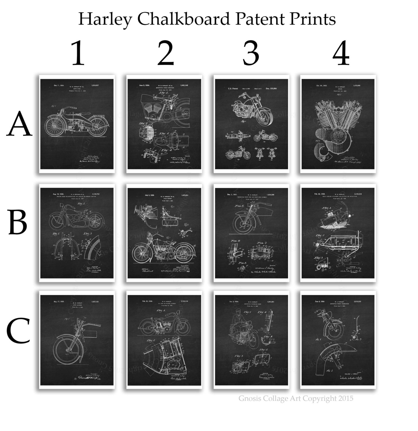 Harley Davidson Motorcycle Patent Art Print, Chalkboard Style - Etsy