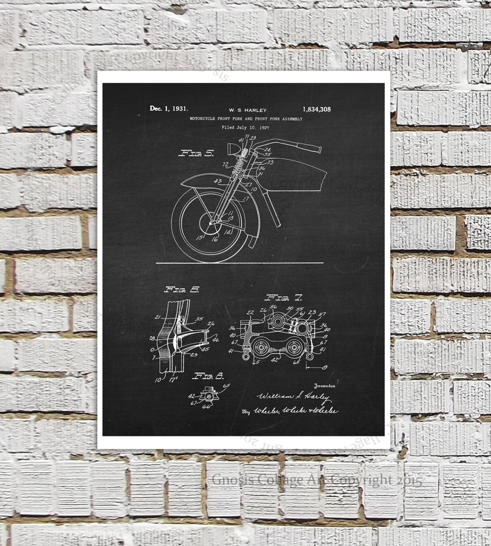 Harley Davidson Motorcycle Patent Art Print, Chalkboard Style - Etsy