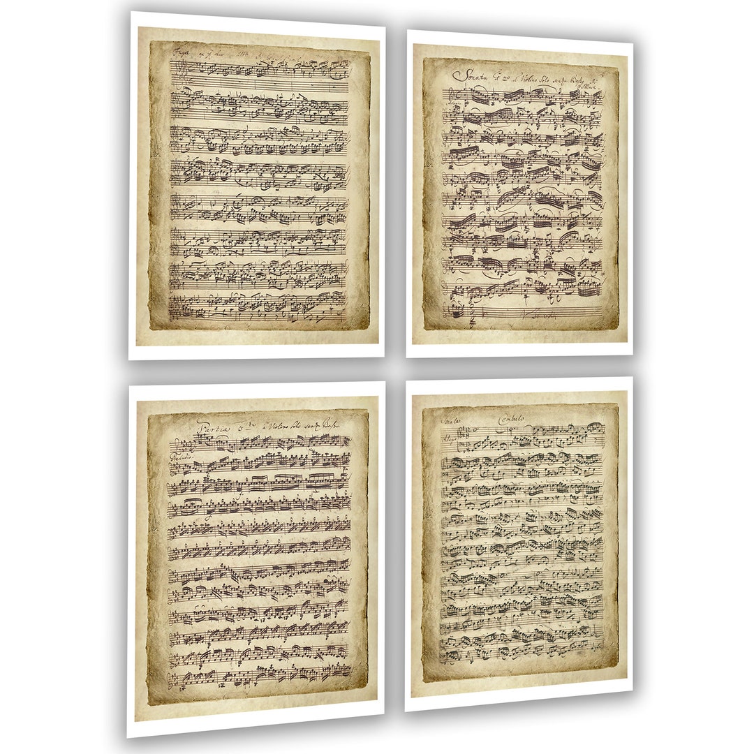Johann Sebastian Bach Music Score Manuscript Handwriting Set of 4 Sheet ...