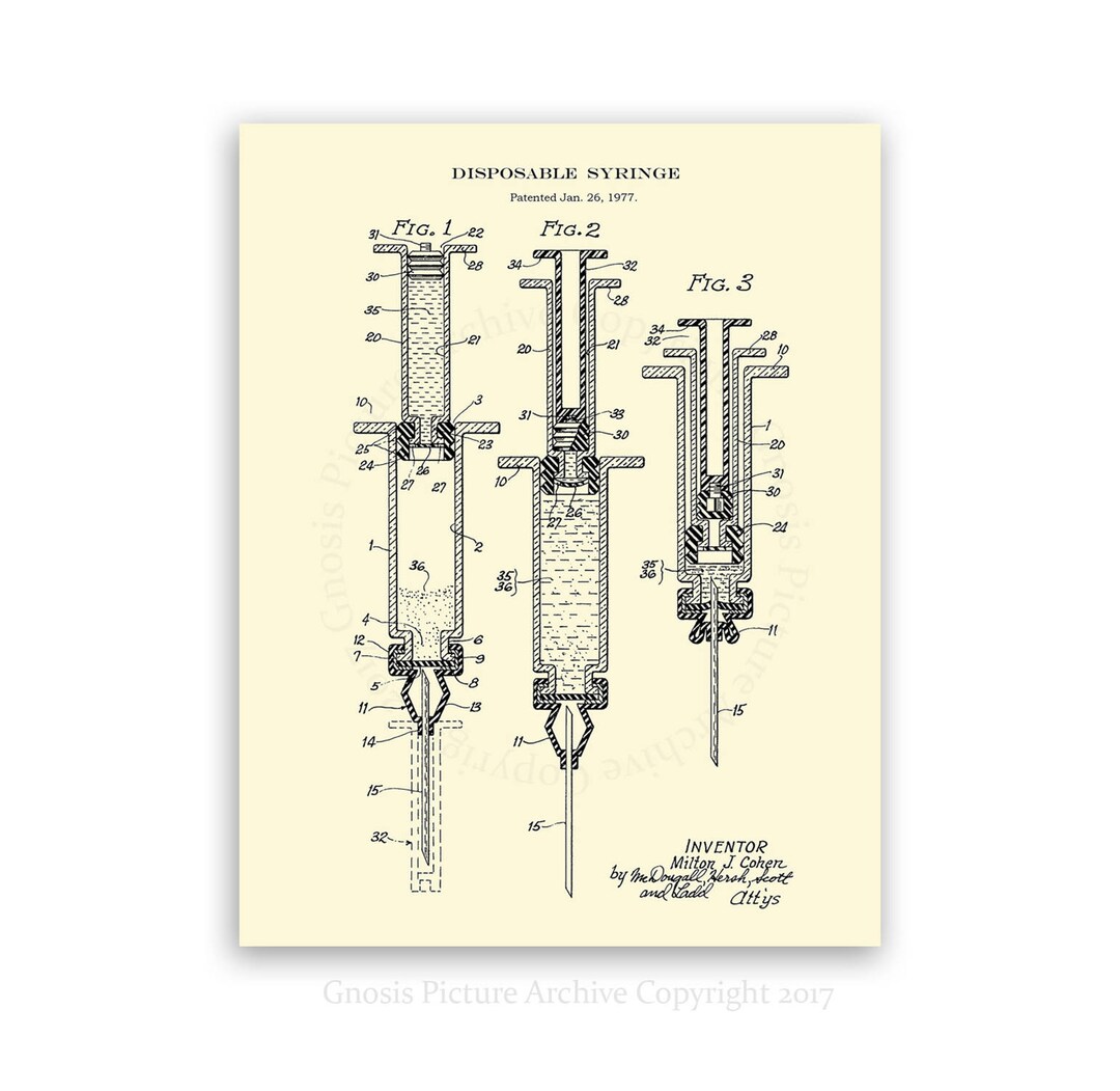 Syringe Patent Art Print – Medical Graduation Gift, Cream - Etsy UK