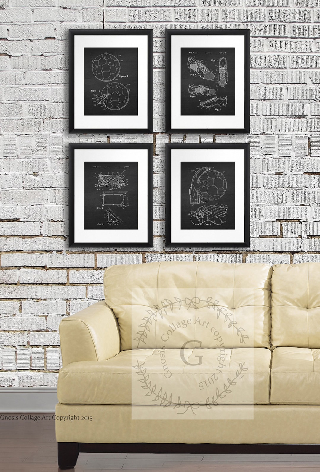 Soccer Decor Set of 4 Black & White Chalkboard Art. Boys Room Decor ...