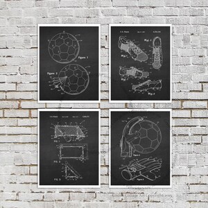 Soccer Decor Set of 4 Black & White Chalkboard Art. Boys Room Decor ...