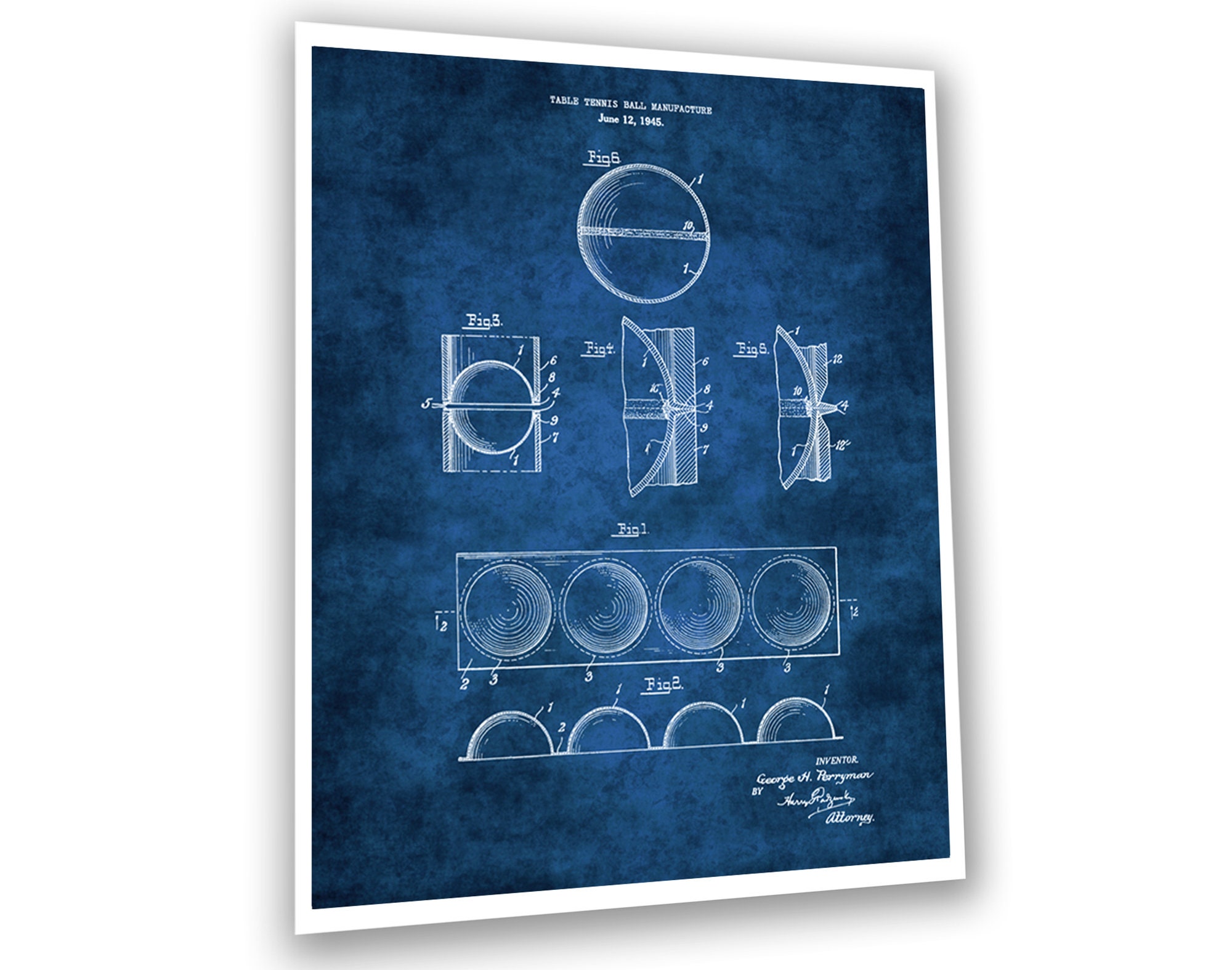 Ping Ping Table Tennis Game Room Wall Decor Set of 6 Blueprints Art ...