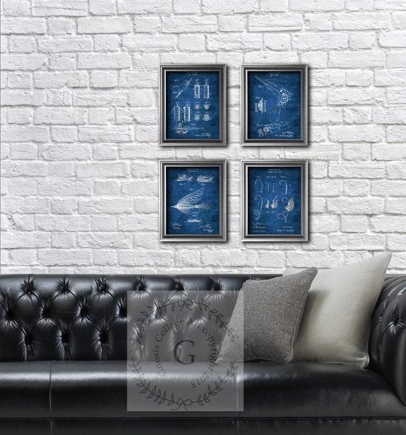 Fly Fishing Decor Art Prints a Set of 4 Fly Fishing Gear - Etsy