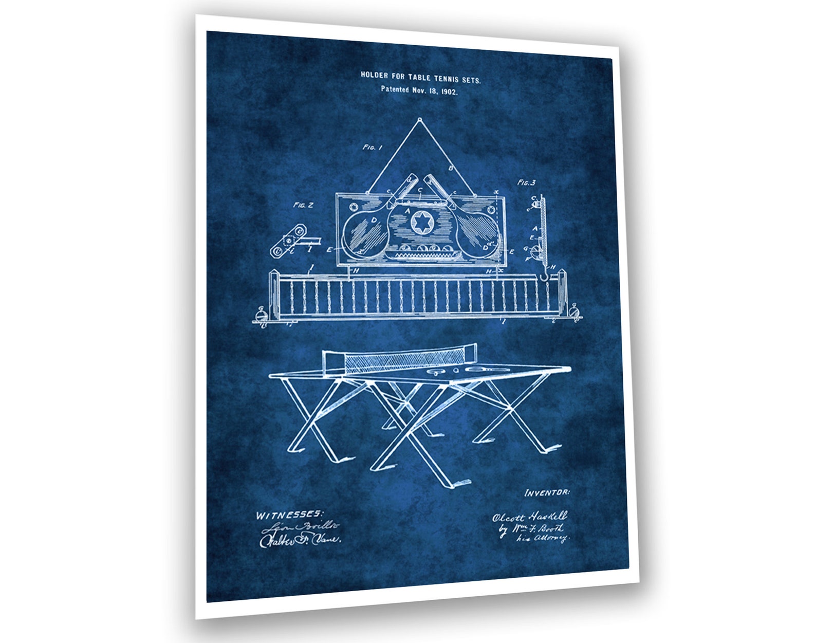 Ping Ping Table Tennis Game Room Wall Decor Set of 6 Blueprints Art ...