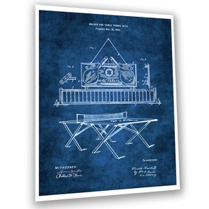 Ping Ping Table Tennis Game Room Wall Decor Set of 6 Blueprints Art ...