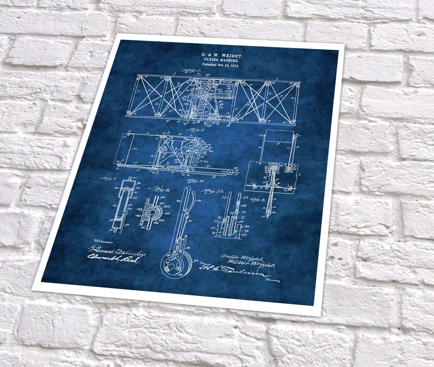 Wright Brothers Flying Machine Patent Invention Blueprint Set of 6 ...