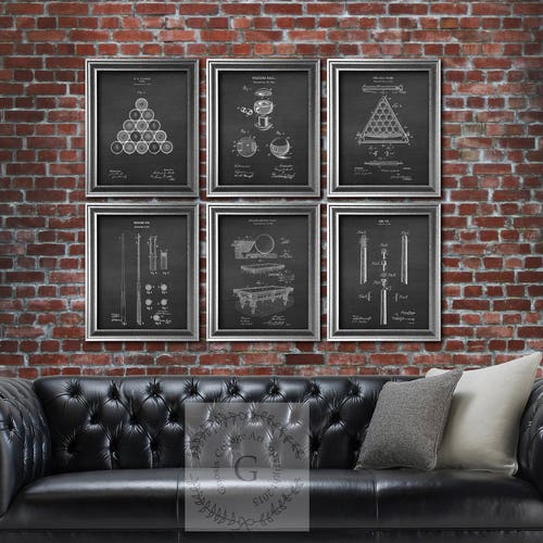 Billiards Pool Room Decor Set of 12 Unframed Patent Wall Art - Etsy