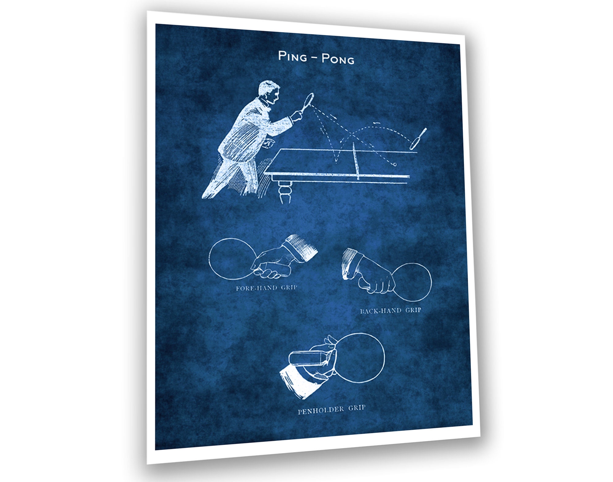 Ping Ping Table Tennis Game Room Wall Decor Set of 6 Blueprints Art ...